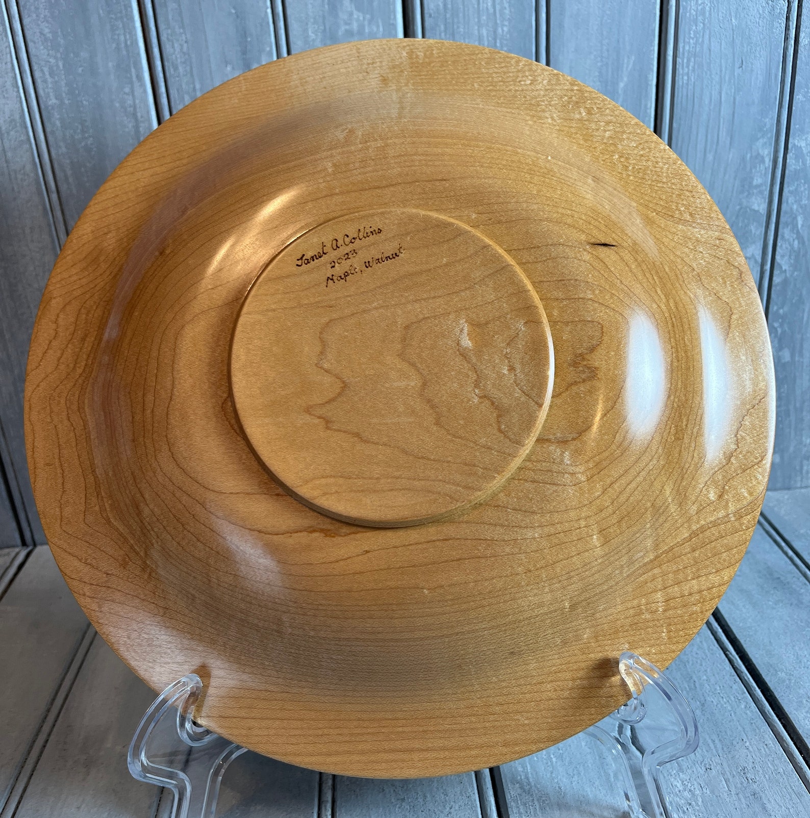 Maple Bowl/platter With Walnut Inlay, Maple Bowl, Wood Inlay Bowl - Etsy