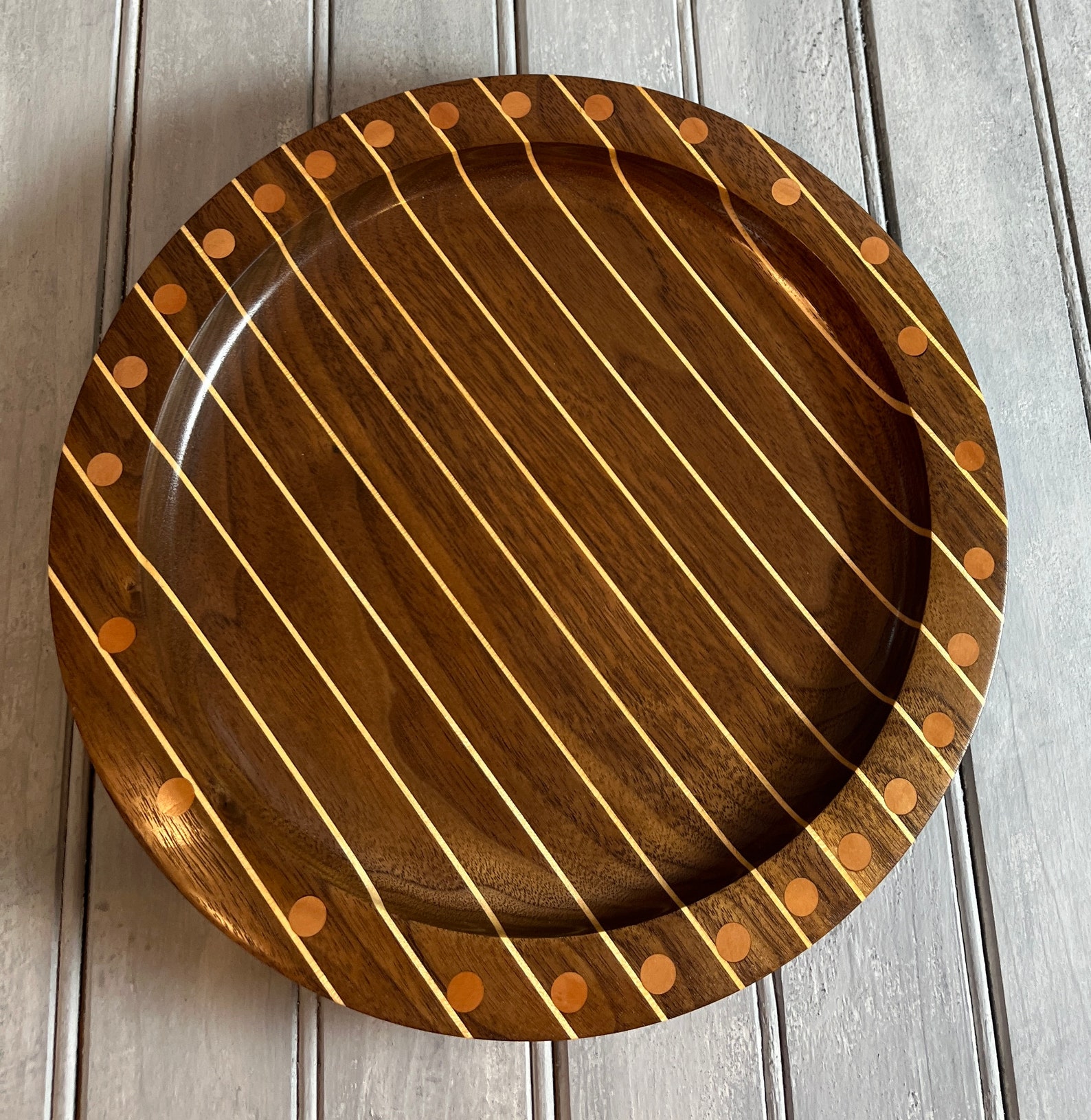 Walnut Platter With Maple and Pear Inlay, Walnut Bowl, Walnut Platter ...
