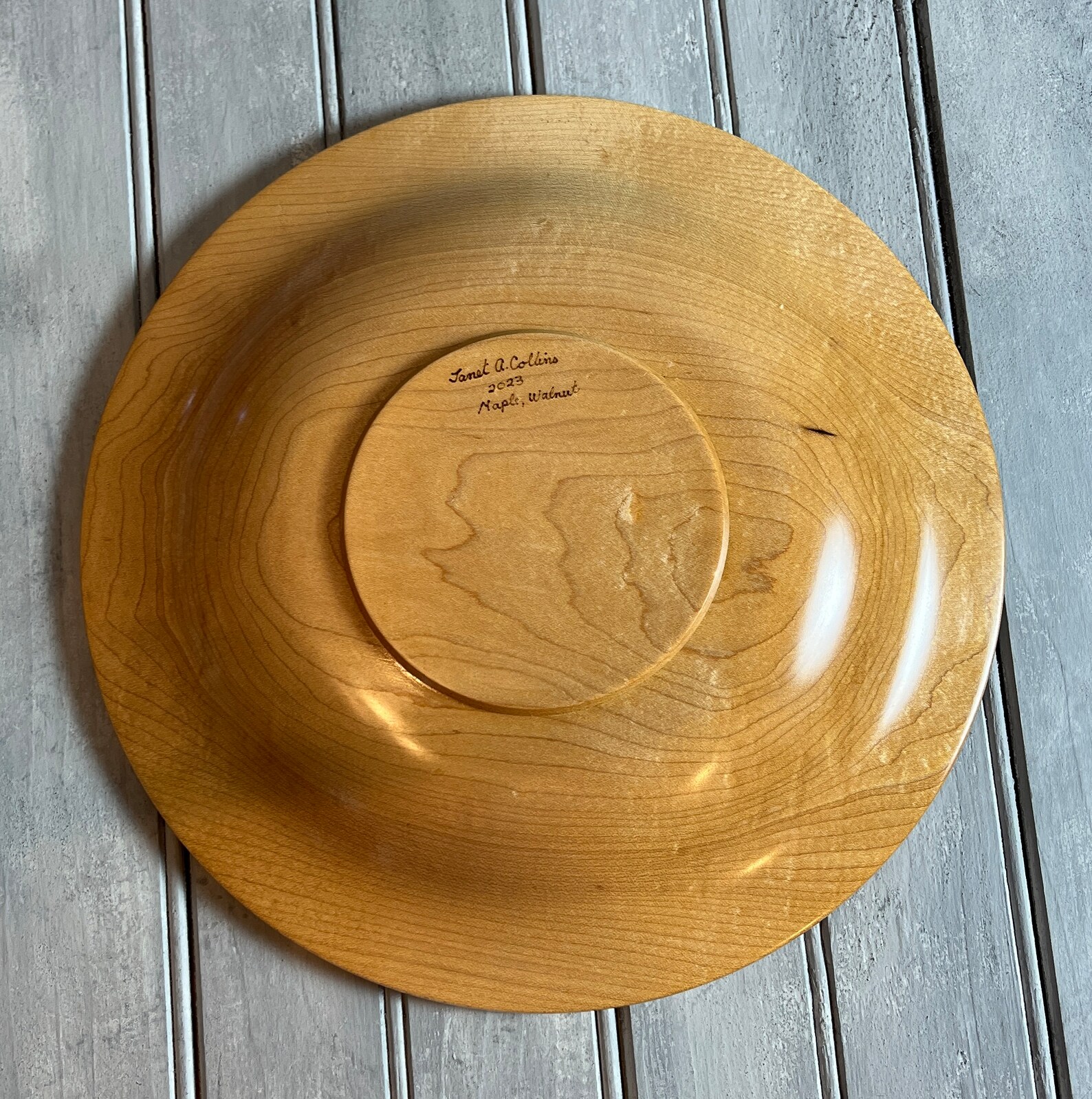 Maple Bowl/platter With Walnut Inlay, Maple Bowl, Wood Inlay Bowl - Etsy