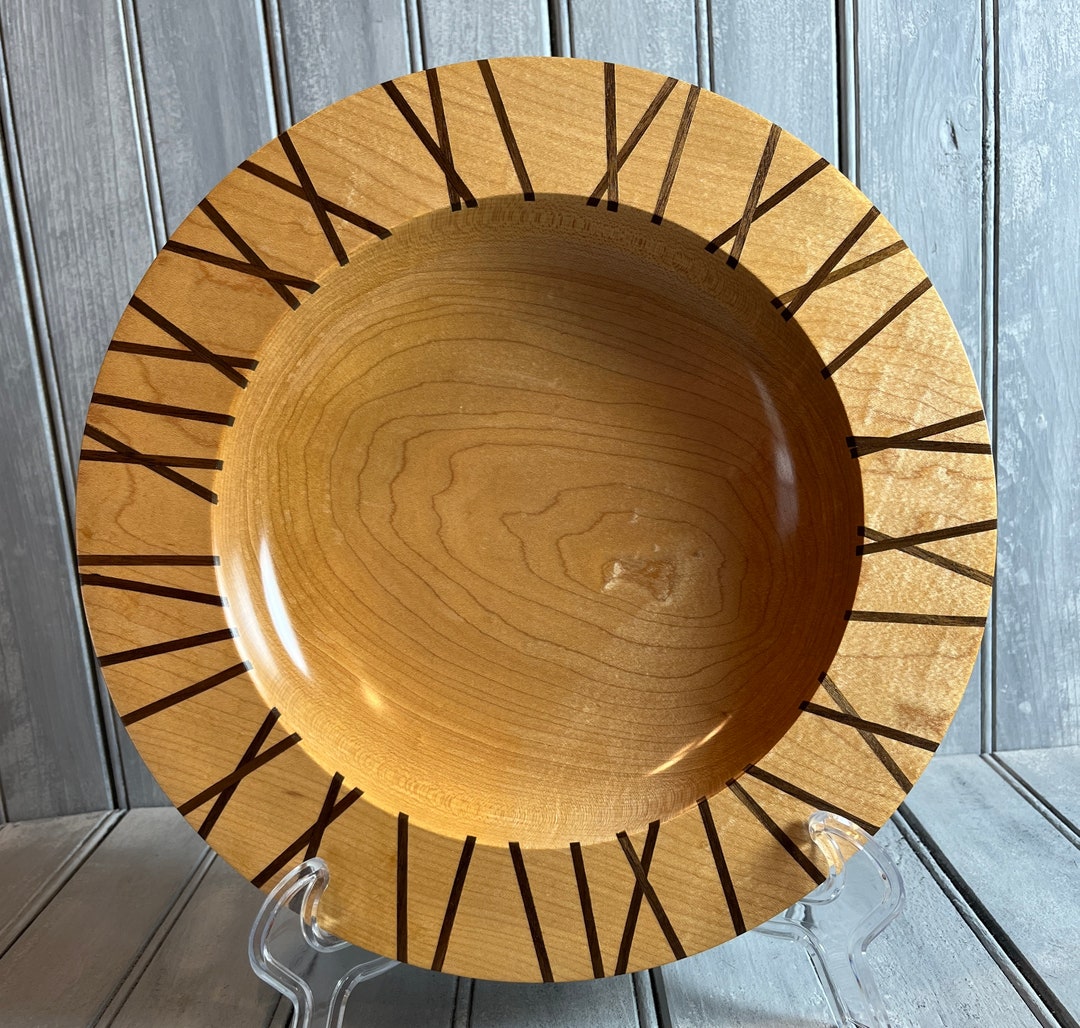 Maple Bowl/platter With Walnut Inlay, Maple Bowl, Wood Inlay Bowl - Etsy