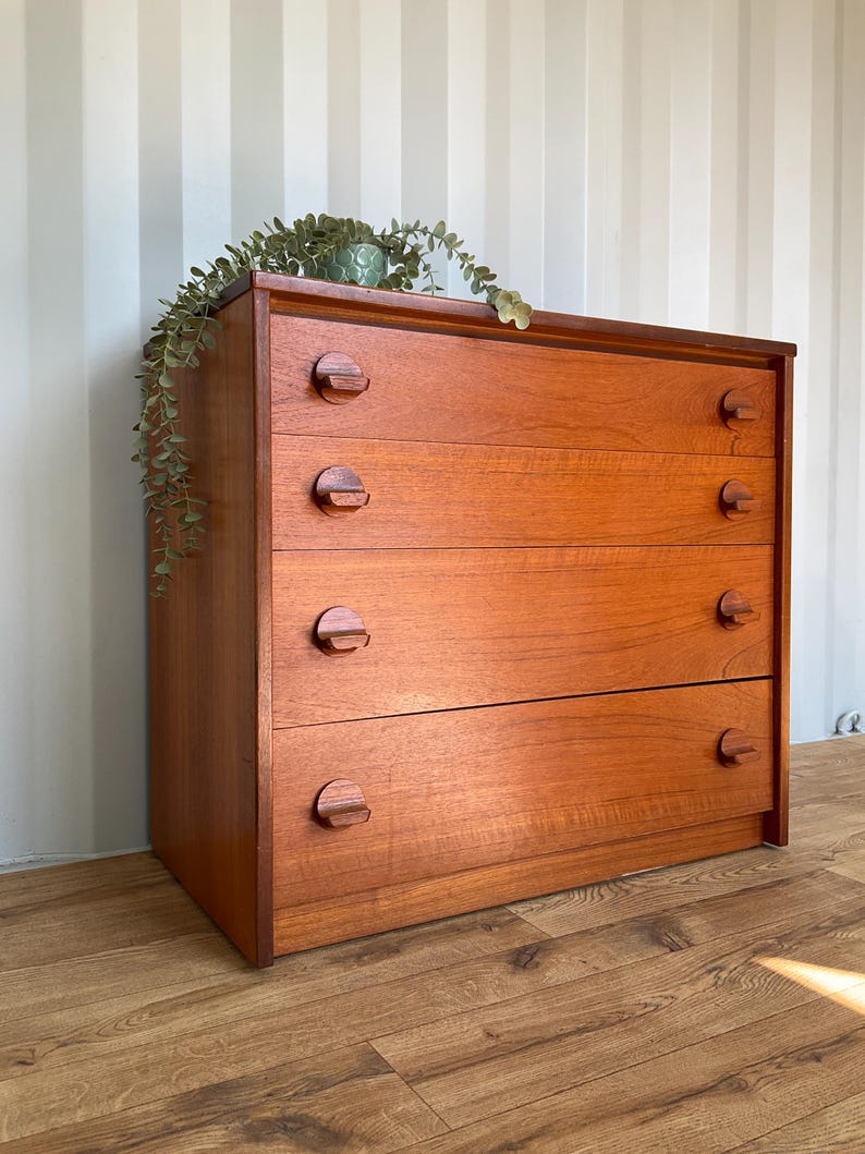 Stag Chest of Drawers Teak Cabinet Mid-century / Vintage 4 Drawer Bedroom - Etsy UK