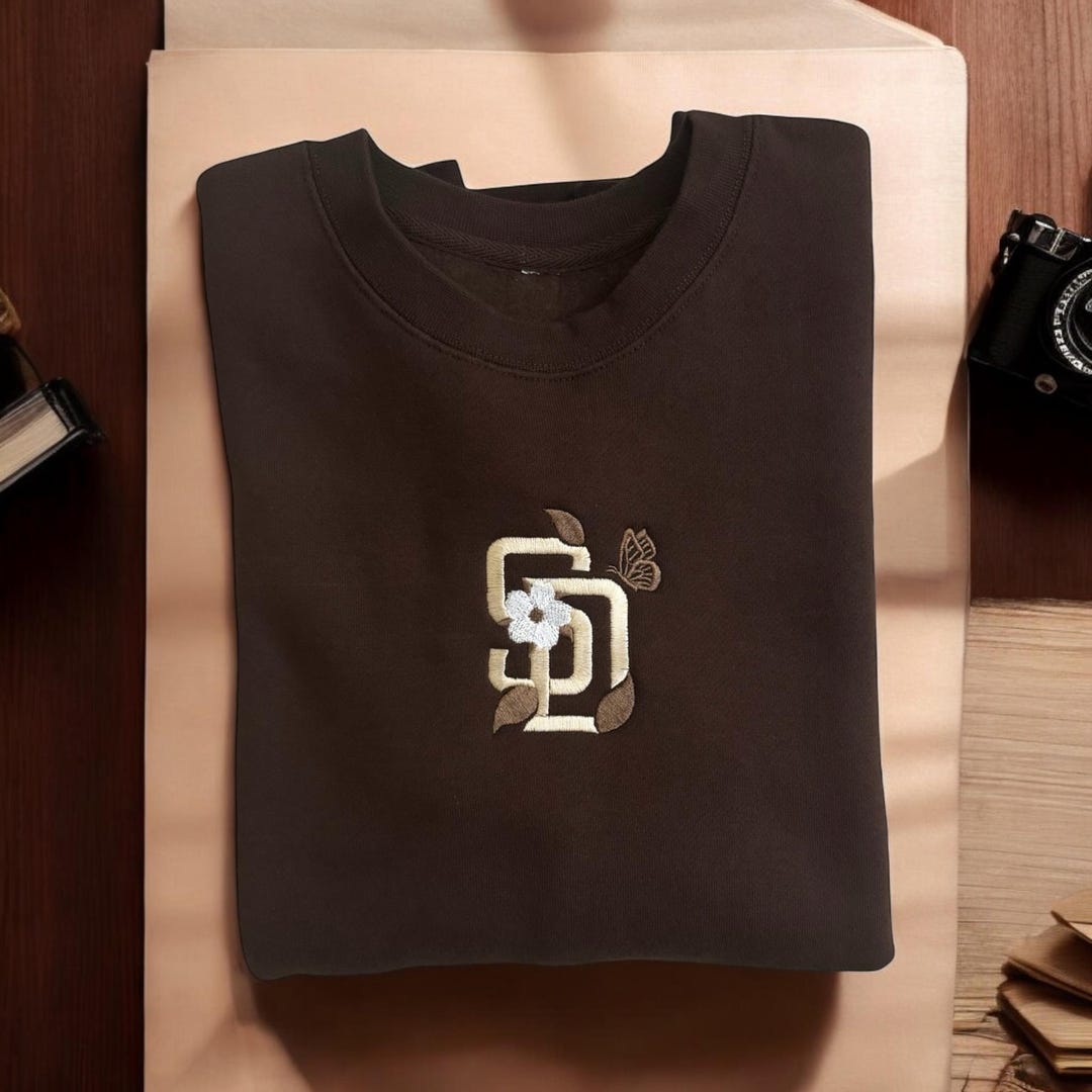 San Diego Padres Embroidered Heart Midweight Crewneck Sweatshirt ...