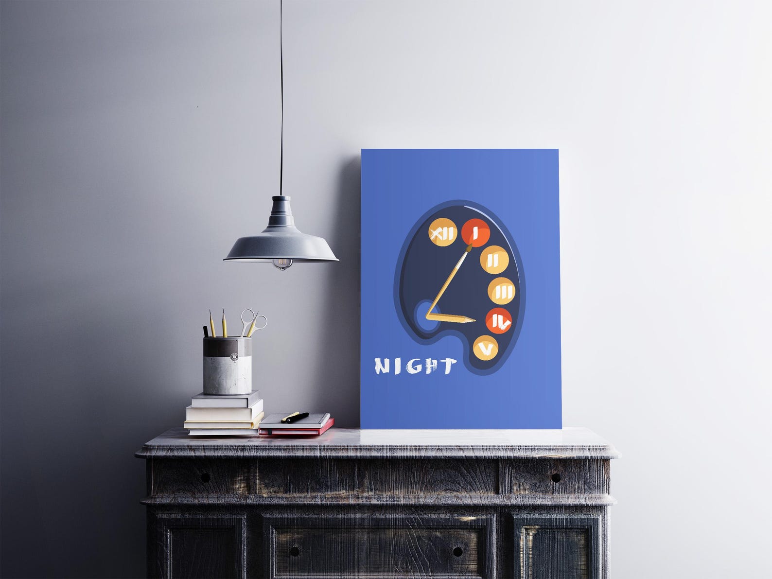 Time to Create Poster Series, Palette Clock Art Prints, Day & Night ...