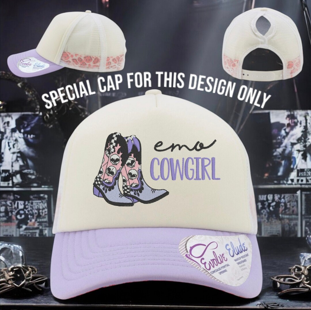 Emo Cowgirl Western Embroidered Cap Hat 2 Versions | Womens Hat | Emo ...