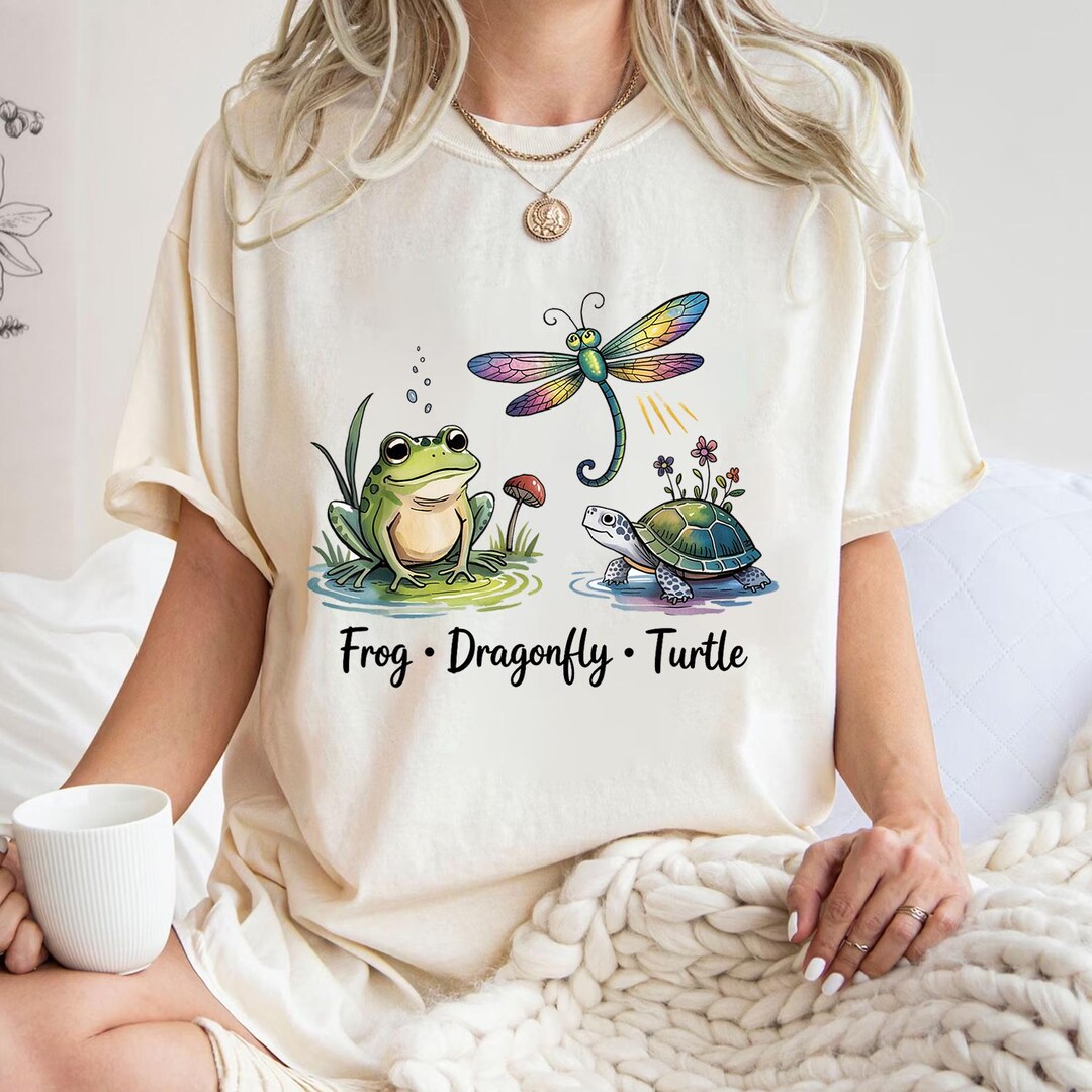 Subtle Political Humor Frog Dragonfly Turtle Men Women T-shirt, Funny ...