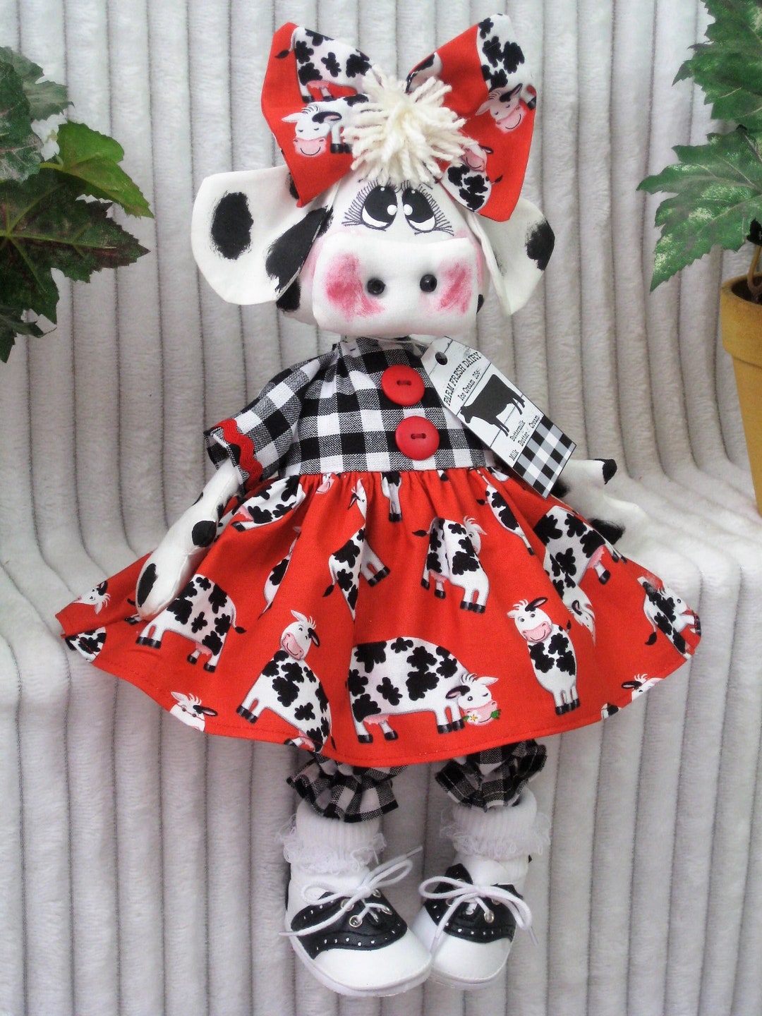 Primitive Digital E-pattern #501~"miss Lovey"~ 15" Cow Doll - Etsy