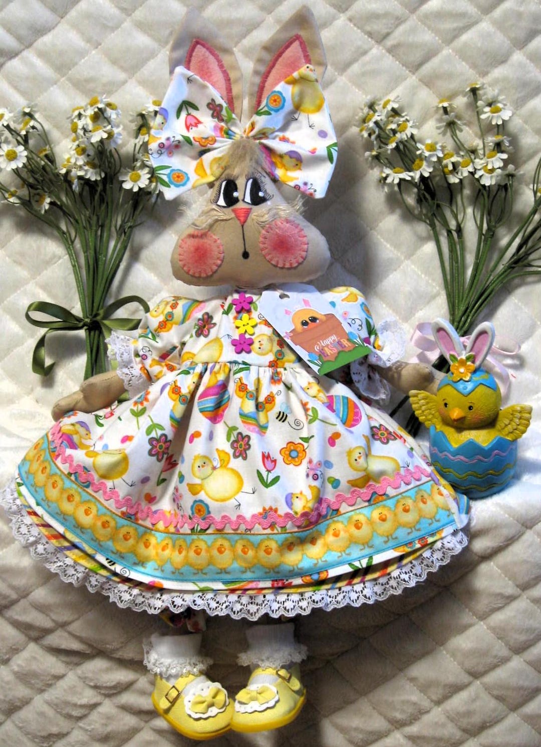 Primitive ADORABLE Large ~ 19" ~ "hailey Hare" ~ Girl Easter Bunny Doll ...