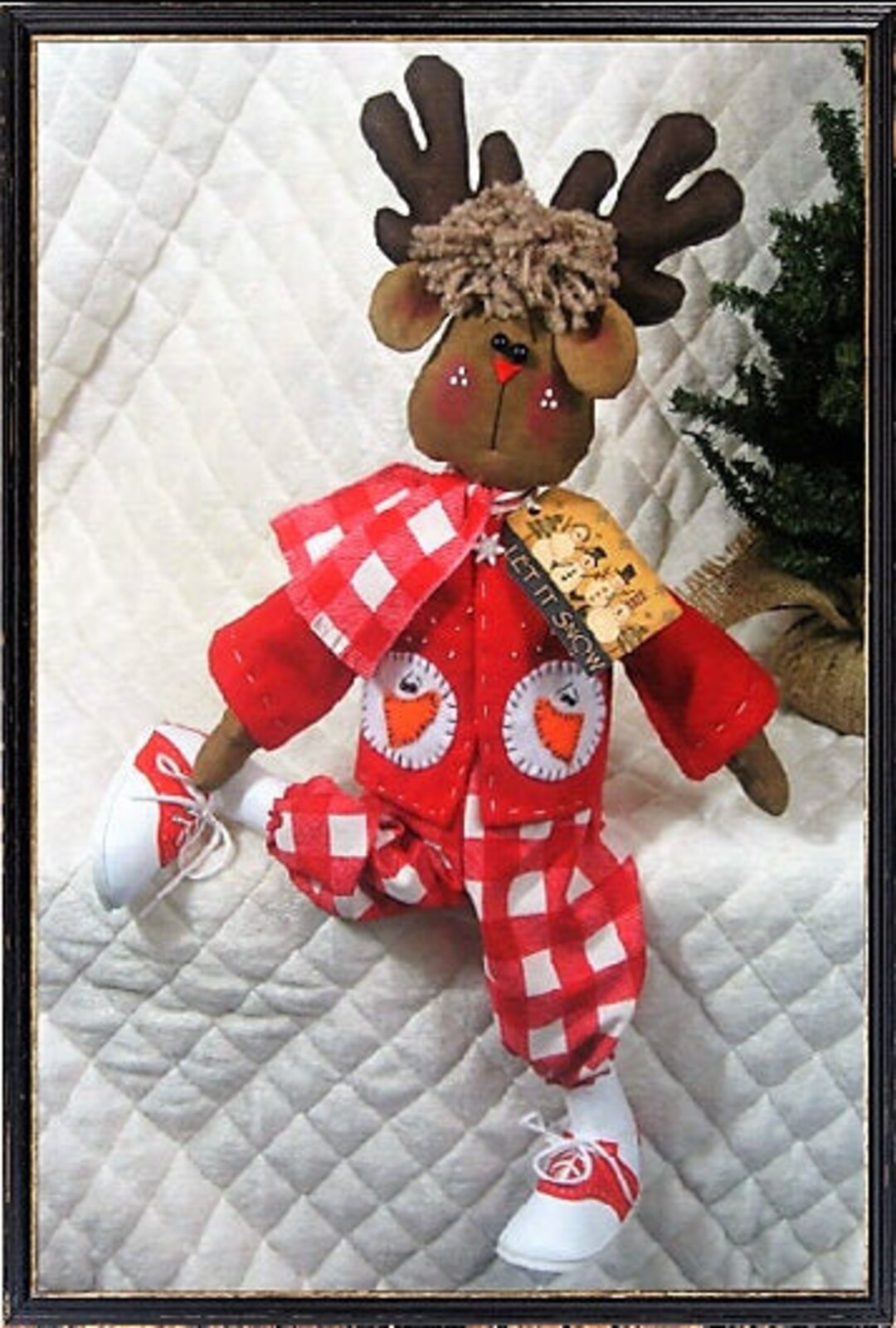 Primitive E-pattern 21" "randy Reindeer"~cute!~ Winter Doll Digital ...