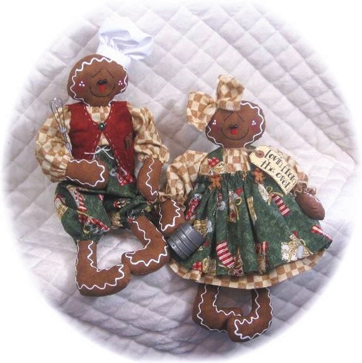 Primitive Mailed Pattern "ginger & Snap""~ Gingerbread Boy and Girl ...