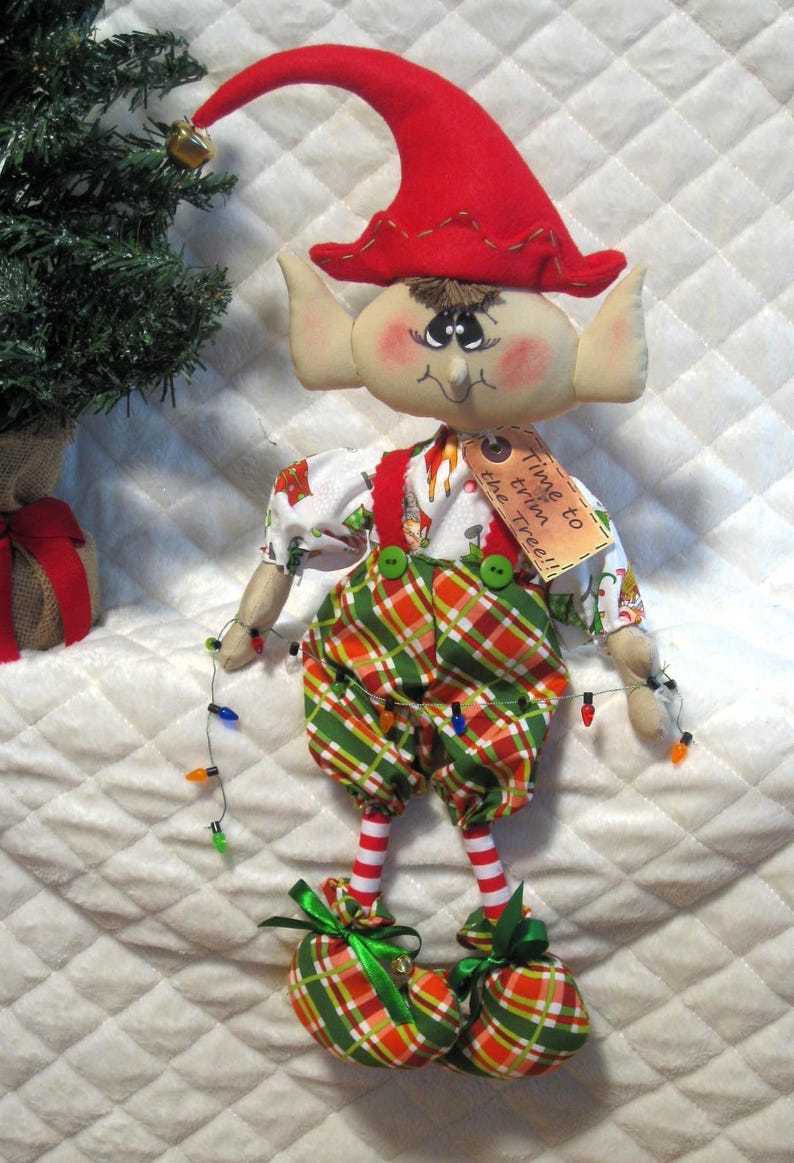Primitive Raggedy Christmas 17" "elf Andy"~ Light Stringer~ Santa's ...