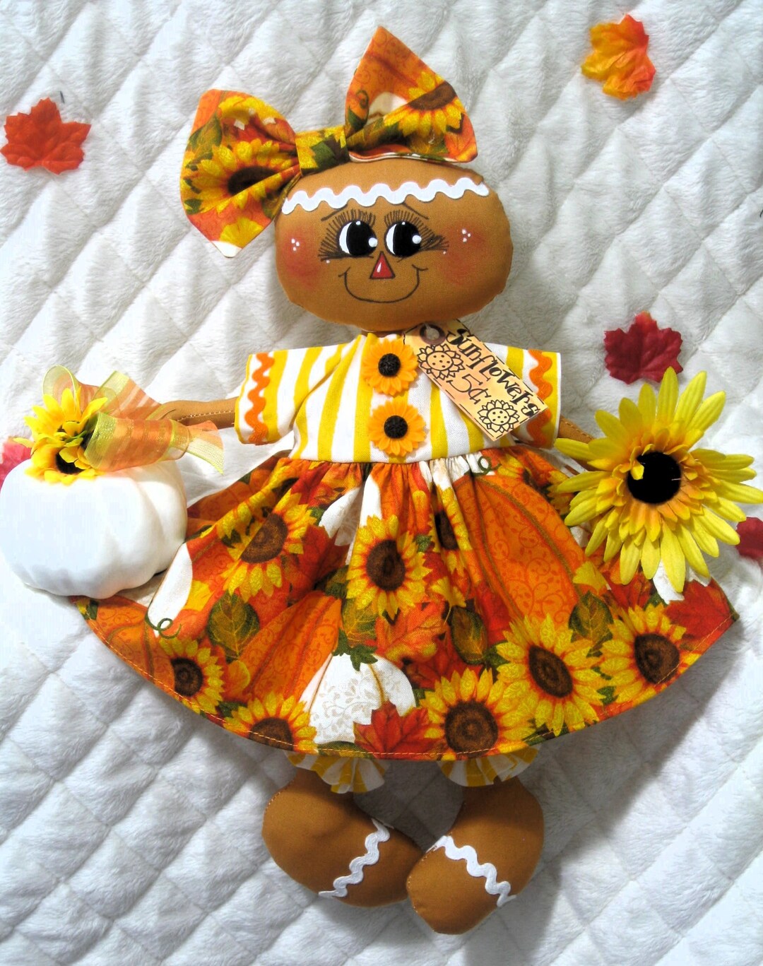 DARLING little Ginger sunflower Sweetie Primitive 15 Gingerbread Doll ...