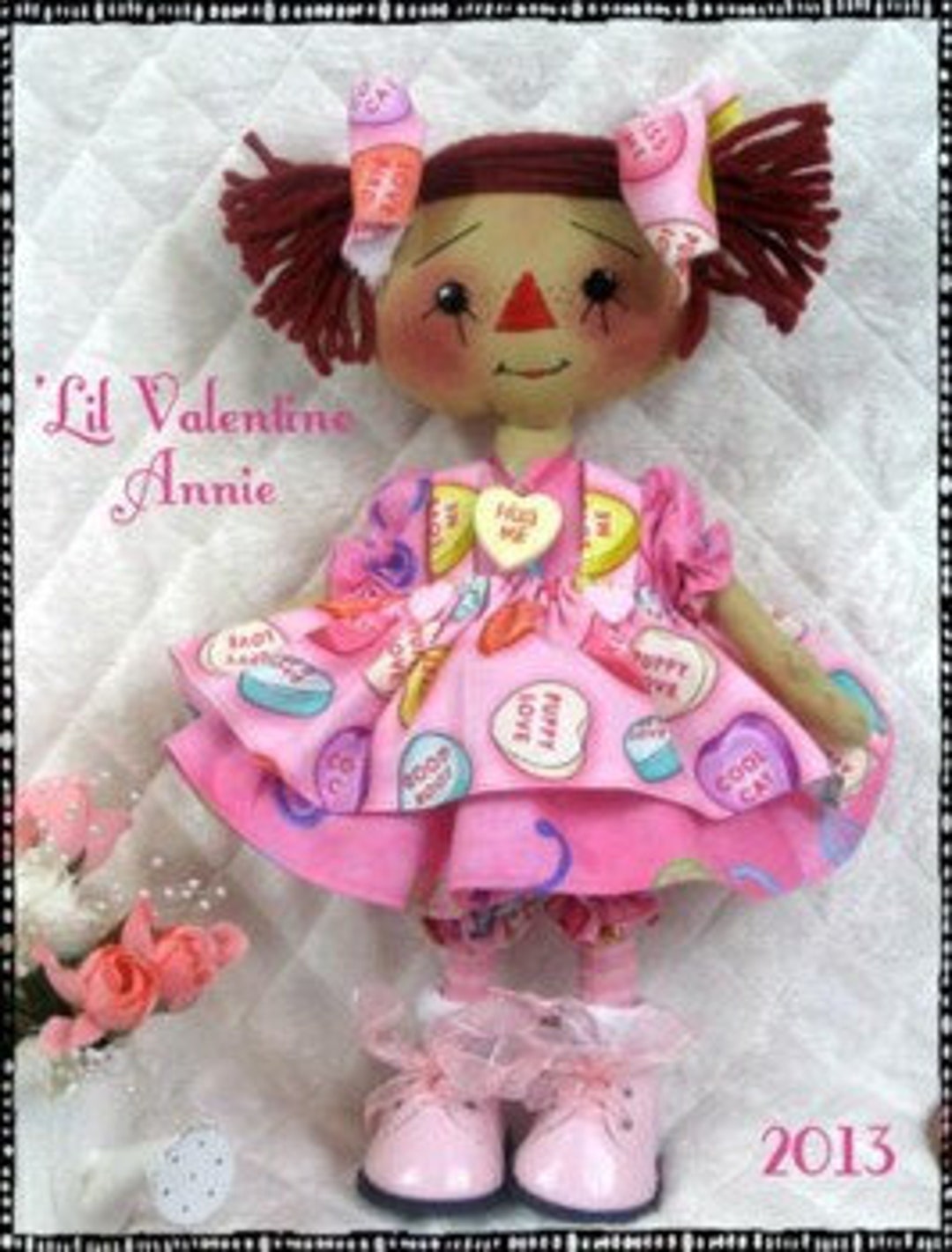 Primitive E-pattern "little Valentine Annie"~ 12" Doll Raggedy Annie ...