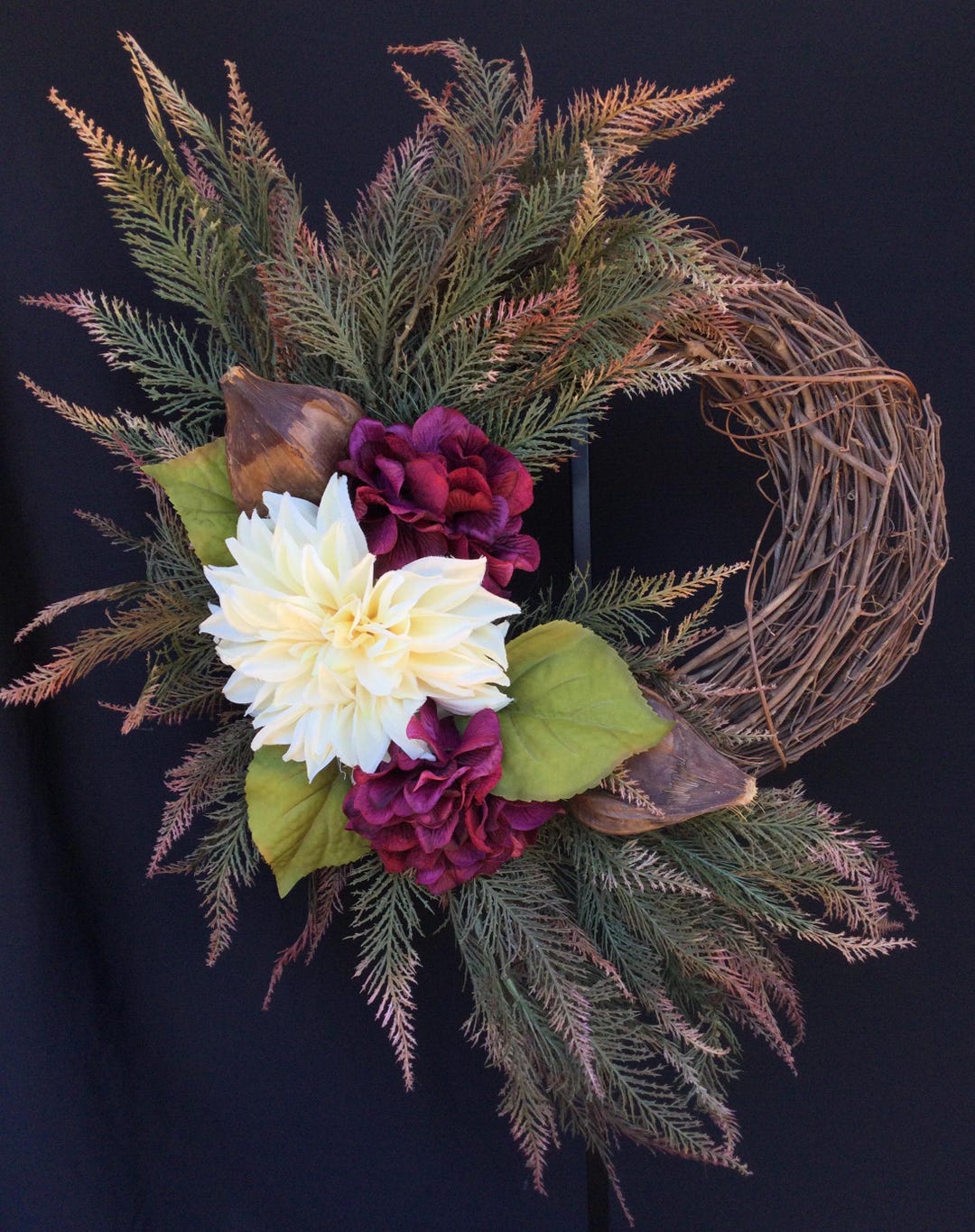 Fall / Year Round Wreath for Front Door, Birthday Present, Housewarming ...