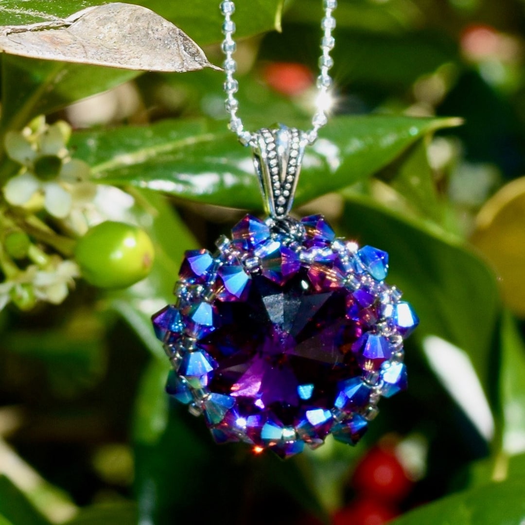 Sterling Silver Deep Purple Premier Austrian Crystal Necklace - Etsy