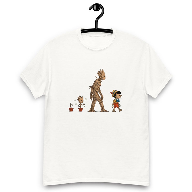 Evolution of Groot and Pinocchio T-shirt Fun Crossover Graphic Tee ...
