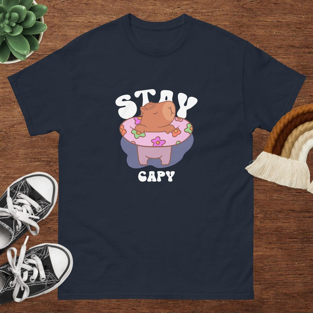Capybara Summer Shirt, Capybara With Floaty Tee, Adorable Capybara ...