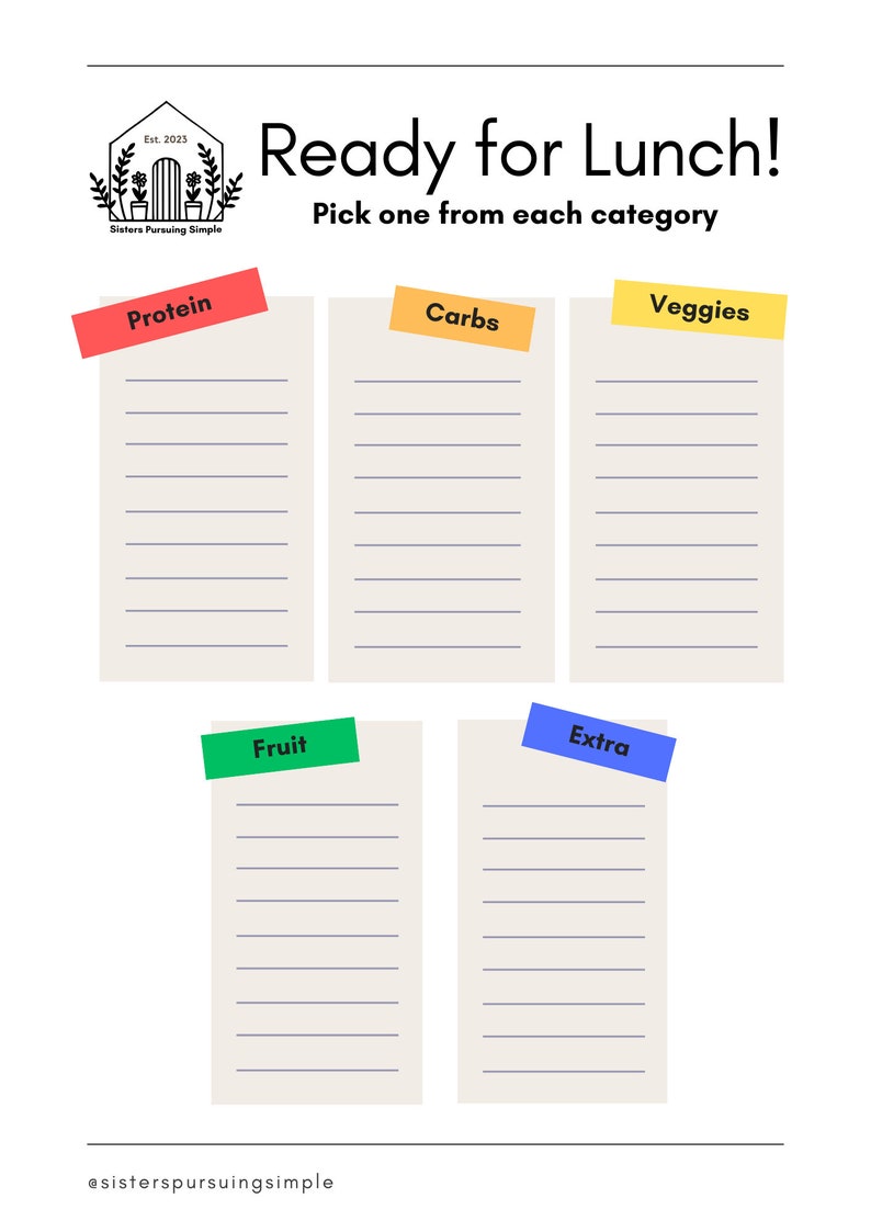 Kids Lunch Printable - Etsy