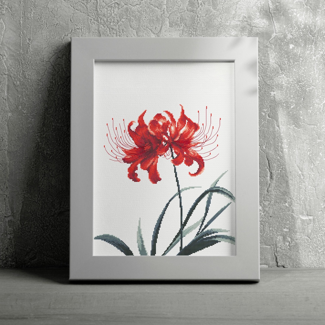 Spider Lily Cross Stitch Pattern: Floral PDF (digital Download) - Etsy