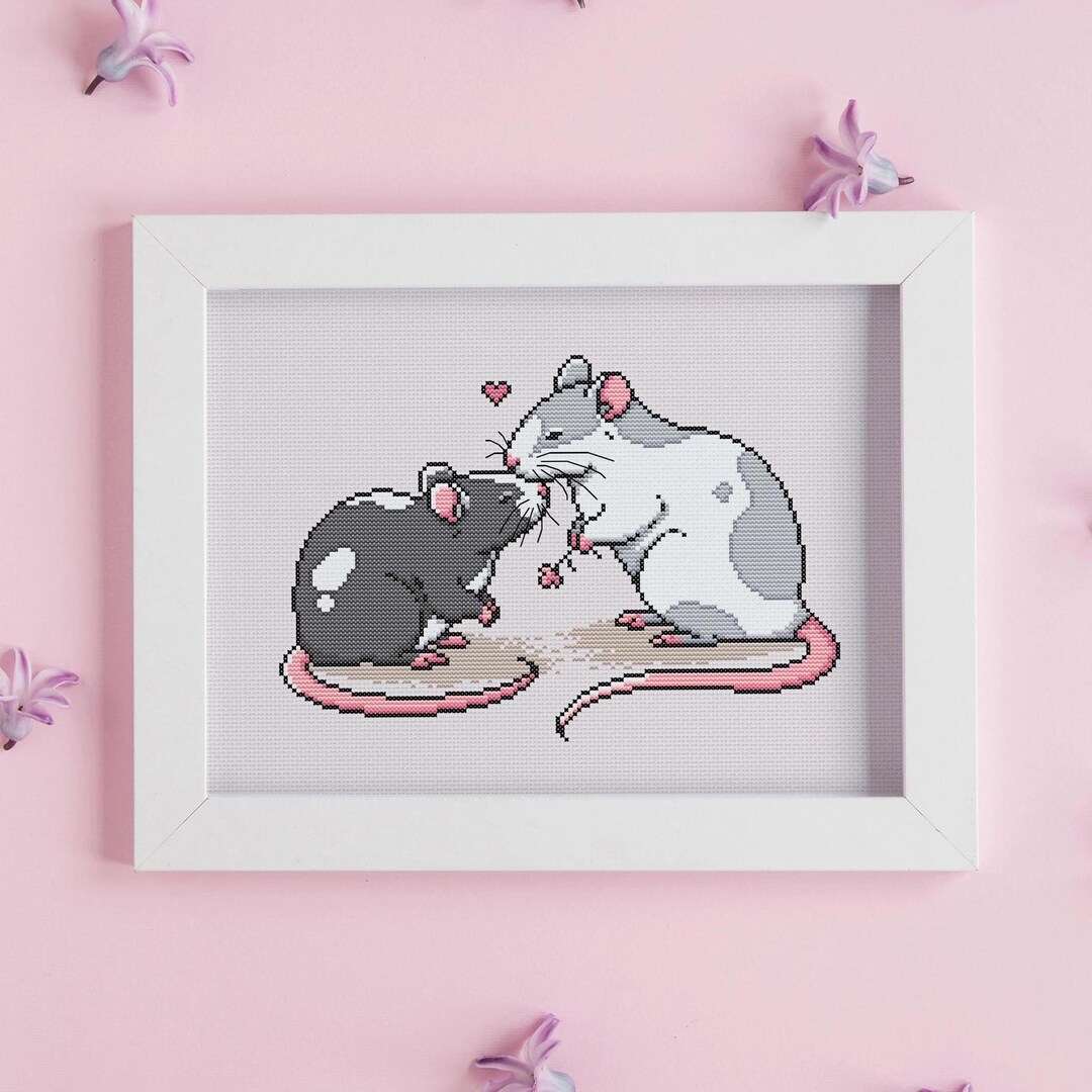 Сute Rat Couple, Cross Stitch Pattern, Digital Download, Pdf File, Png ...