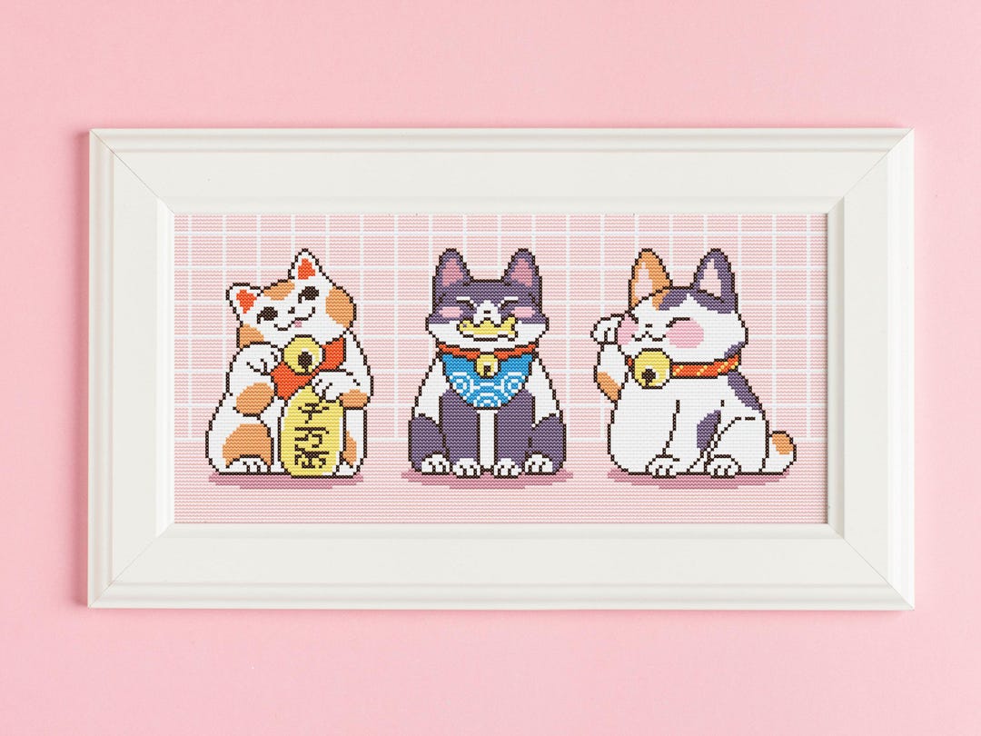 Lucky Neko Cats Cross Stitch Pattern: Japanese Good Fortune (PDF ...