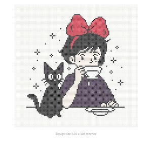 Kiki's Delivery Service Cross Stitch Pattern: Anime Design (PDF Pattern ...