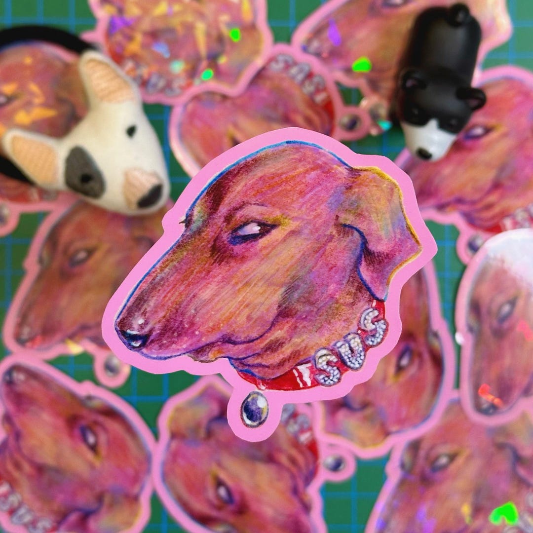 Sus Dog Meme Vinyl Sticker | Dog Meme | Suspicious Dog | Holographic ...
