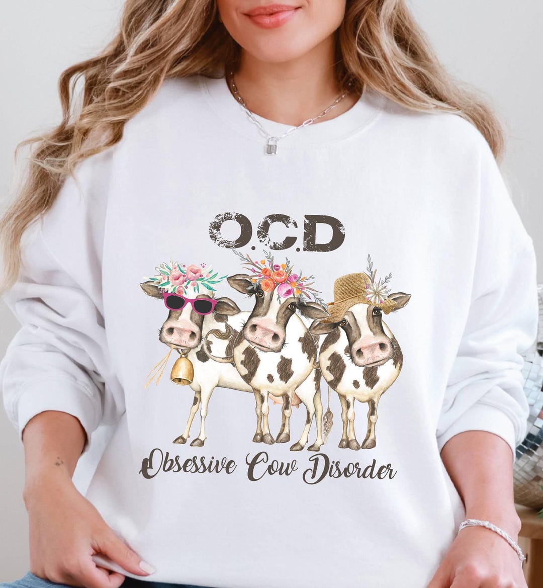 Obsessive Cow Disorder Cute Animal Lovers Shirt, Patterned Colorful OCD ...