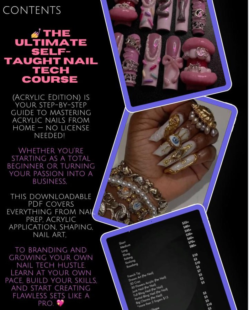 Self-taught Nail Tech Course PDF | Acrylic Nail Training for Beginners ...