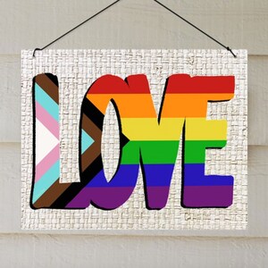 LGBTQ Progress Sign, Gay Pride Christmas Gift, Outdoor Art, Porch Wall ...