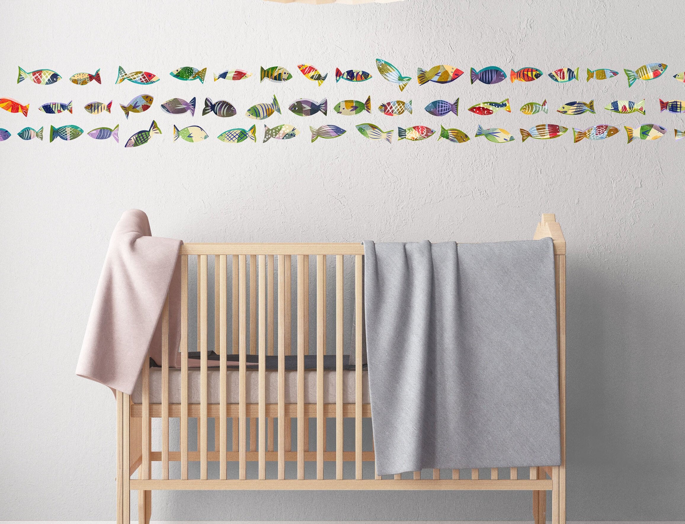 Fish Wall Decals Watercolor Patterned Fish Stickers - Etsy