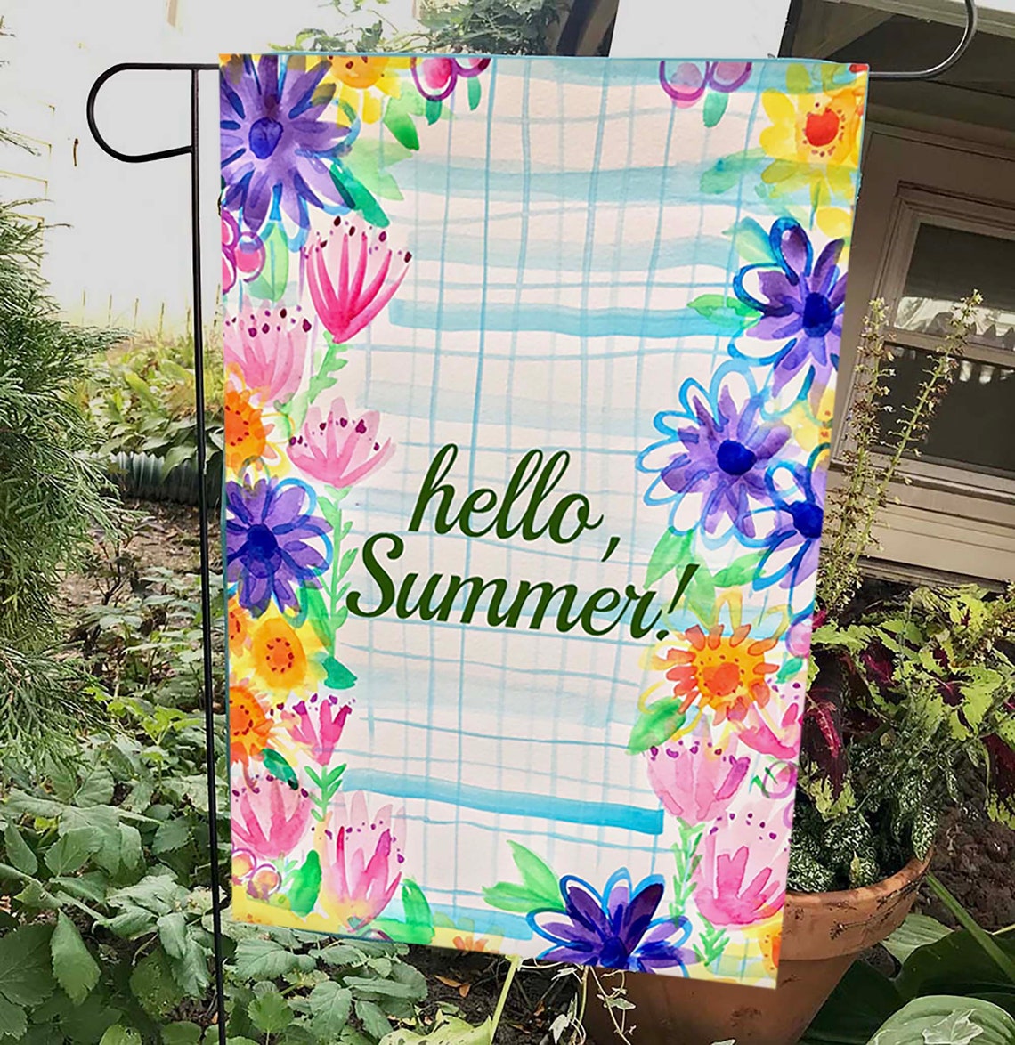 Hello Summer Garden Flag Yard Decor Gardener Gift Outdoor | Etsy