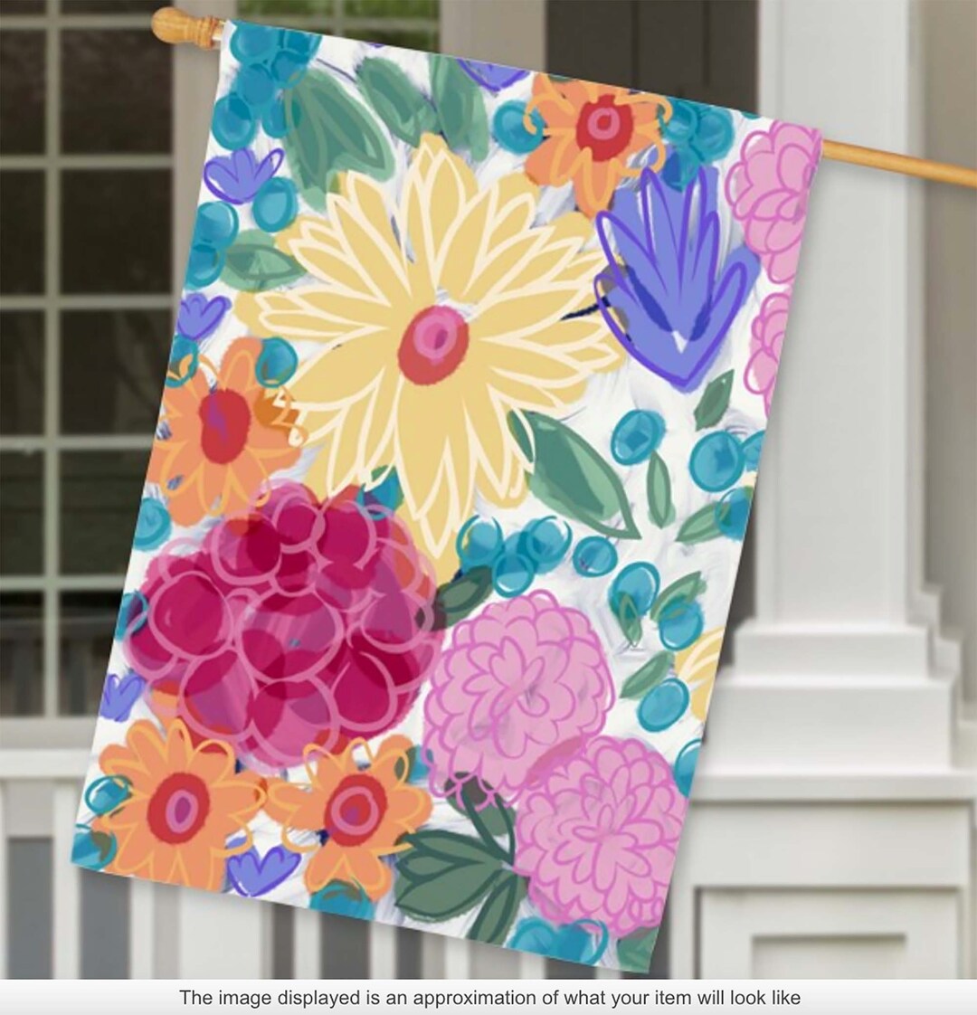Summer Garden Flag, Floral Pattern Outdoor Decor, Summer Yard Decor ...