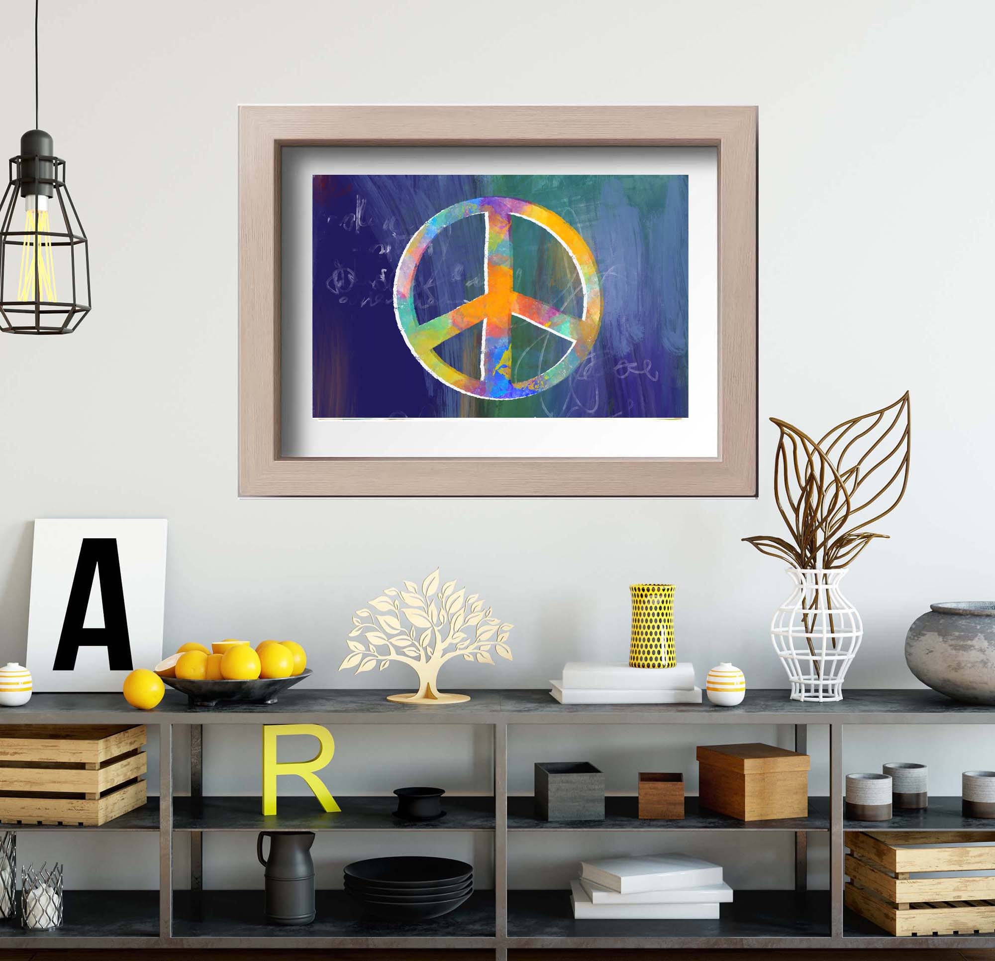 Peace Sign Art Print Inspiring Artwork College Dorm Decor | Etsy