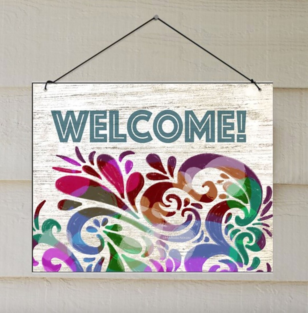 Welcome Sign, Front Door Hanger, College Dorm Room Wall Art, Welcome ...