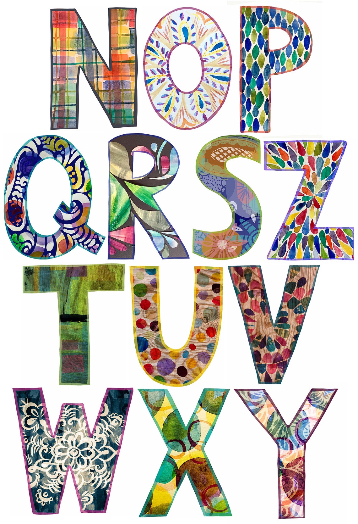 Alphabet Stickers Classroom Wall Art Patterned Letters - Etsy