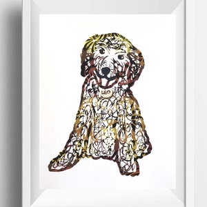 Personalized Dog Portrait, Poodle Wall Decor, Doodle Art Print, Custom ...