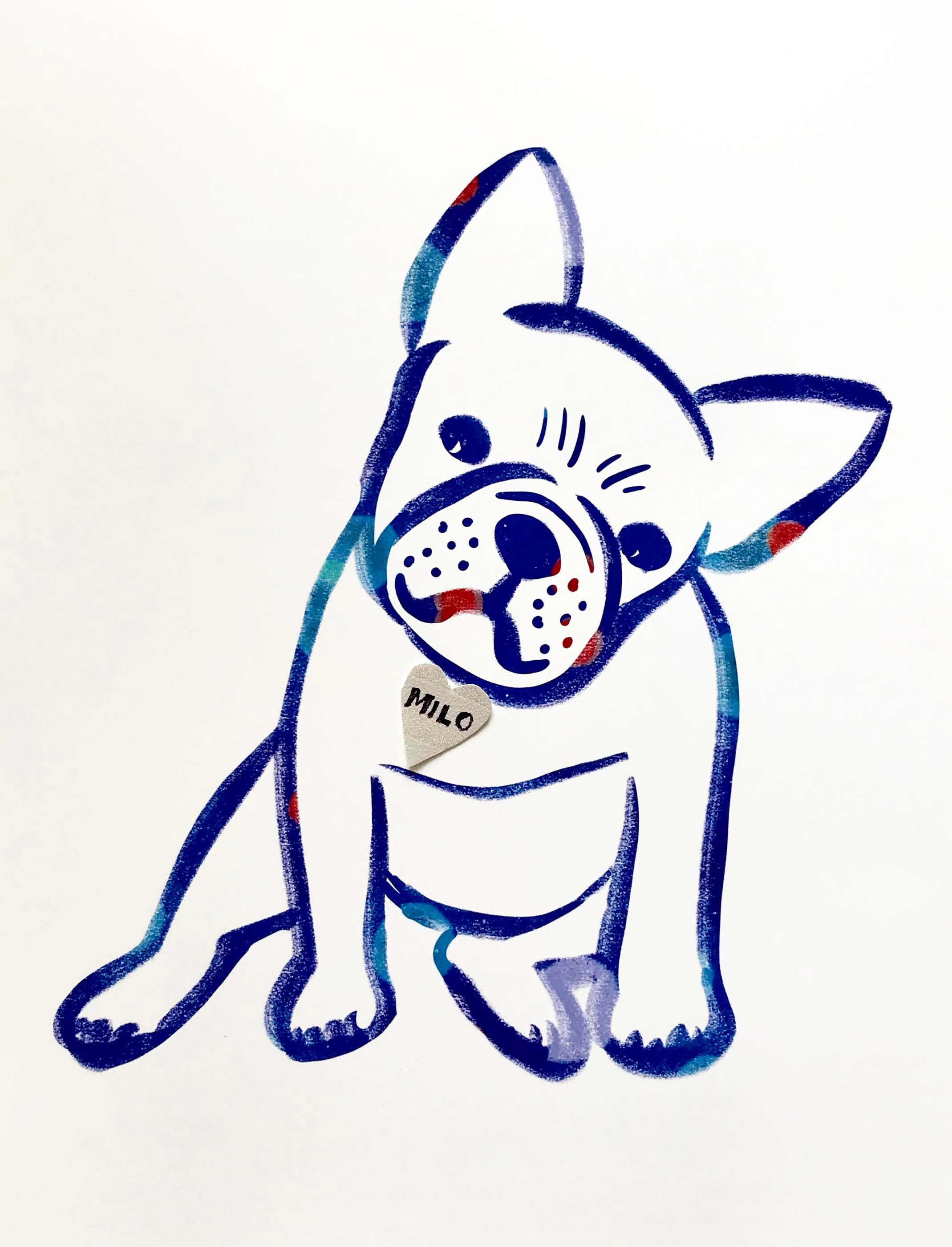 Personalized Pet Portrait, Custom French Bulldog Print, Frenchie Art ...