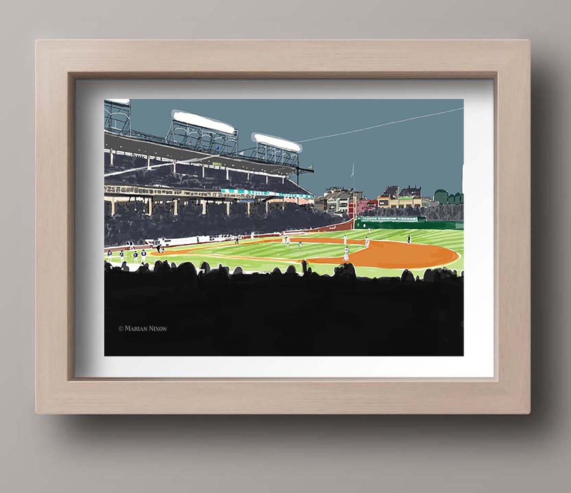 Chicago Cubs Poster Wrigley Field Art Print Baseball | Etsy