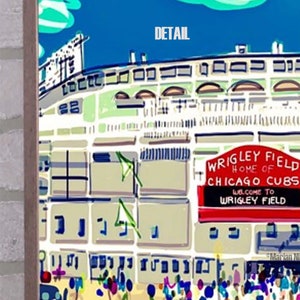 Wrigley Field Print With Faux Wood Frame, Baseball Fan Gift, Chicago ...
