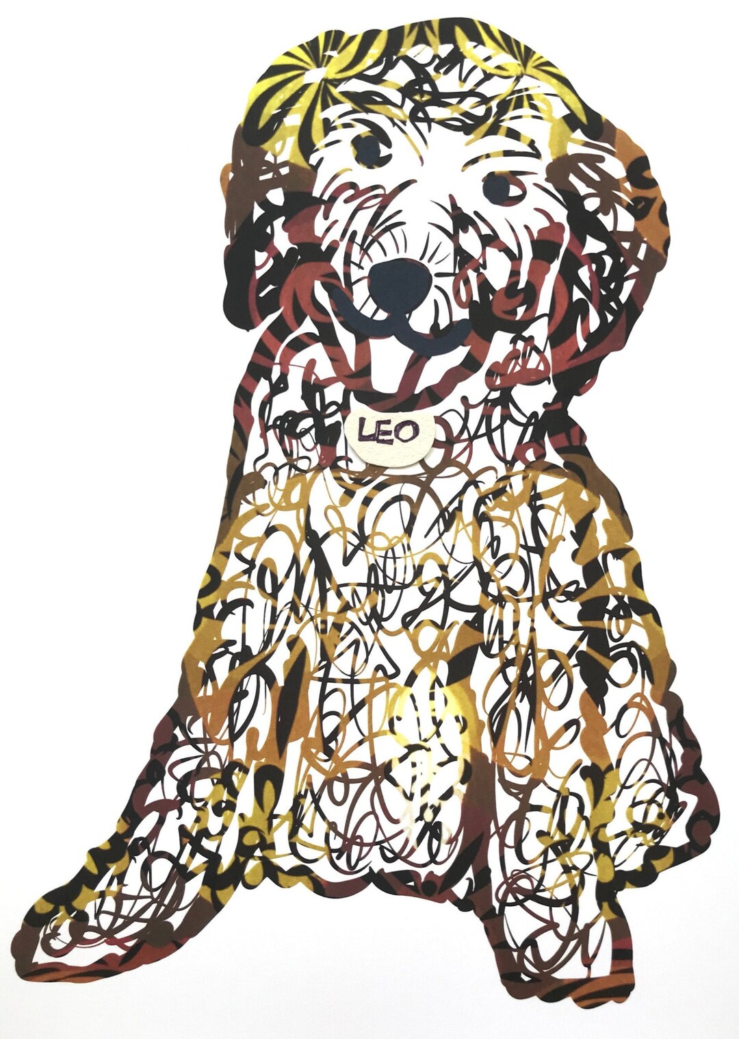 Personalized Dog Portrait, Poodle Wall Decor, Doodle Art Print, Custom ...