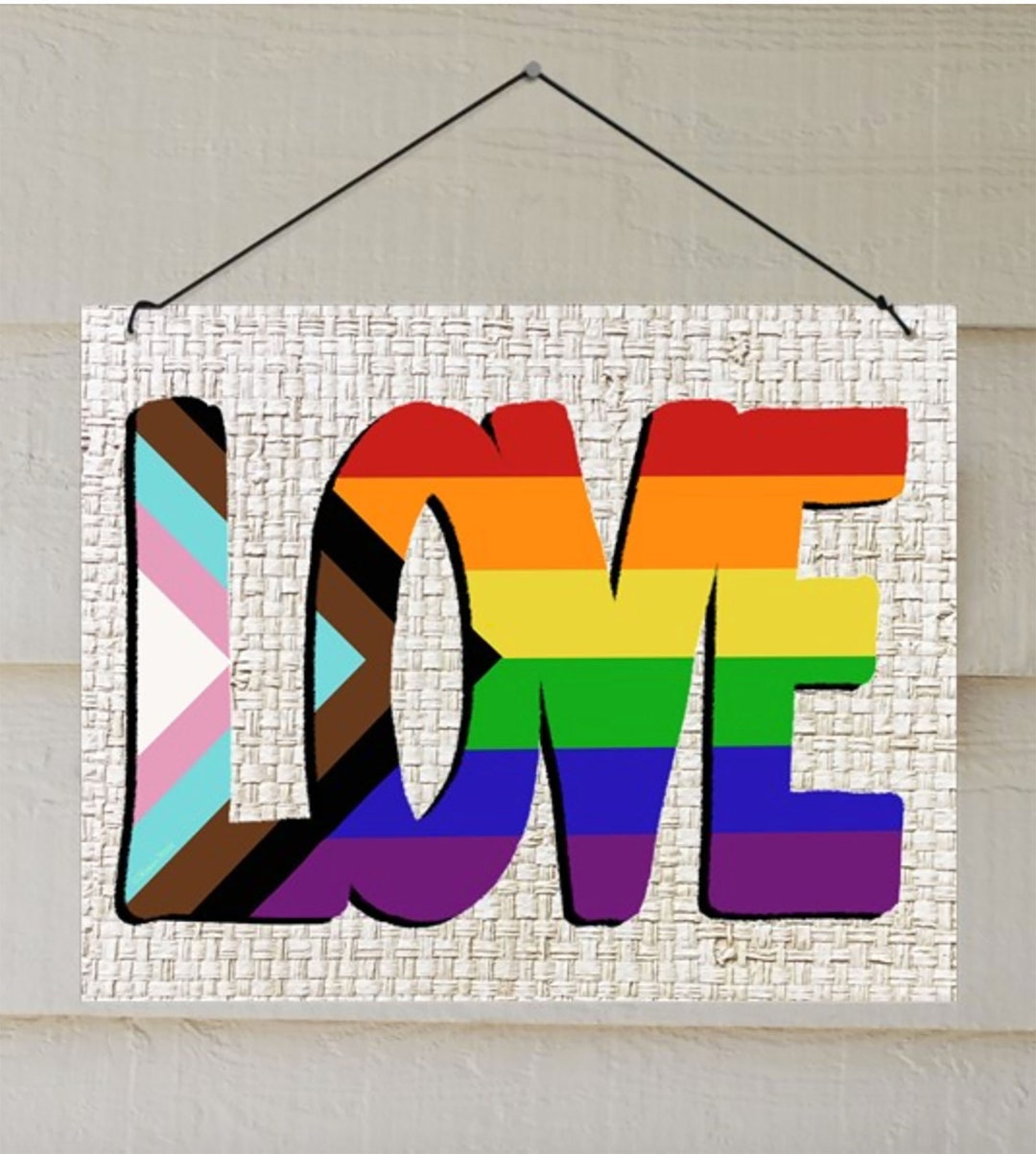 LGBTQ Progress Sign, Gay Pride Christmas Gift, Outdoor Art, Porch Wall ...