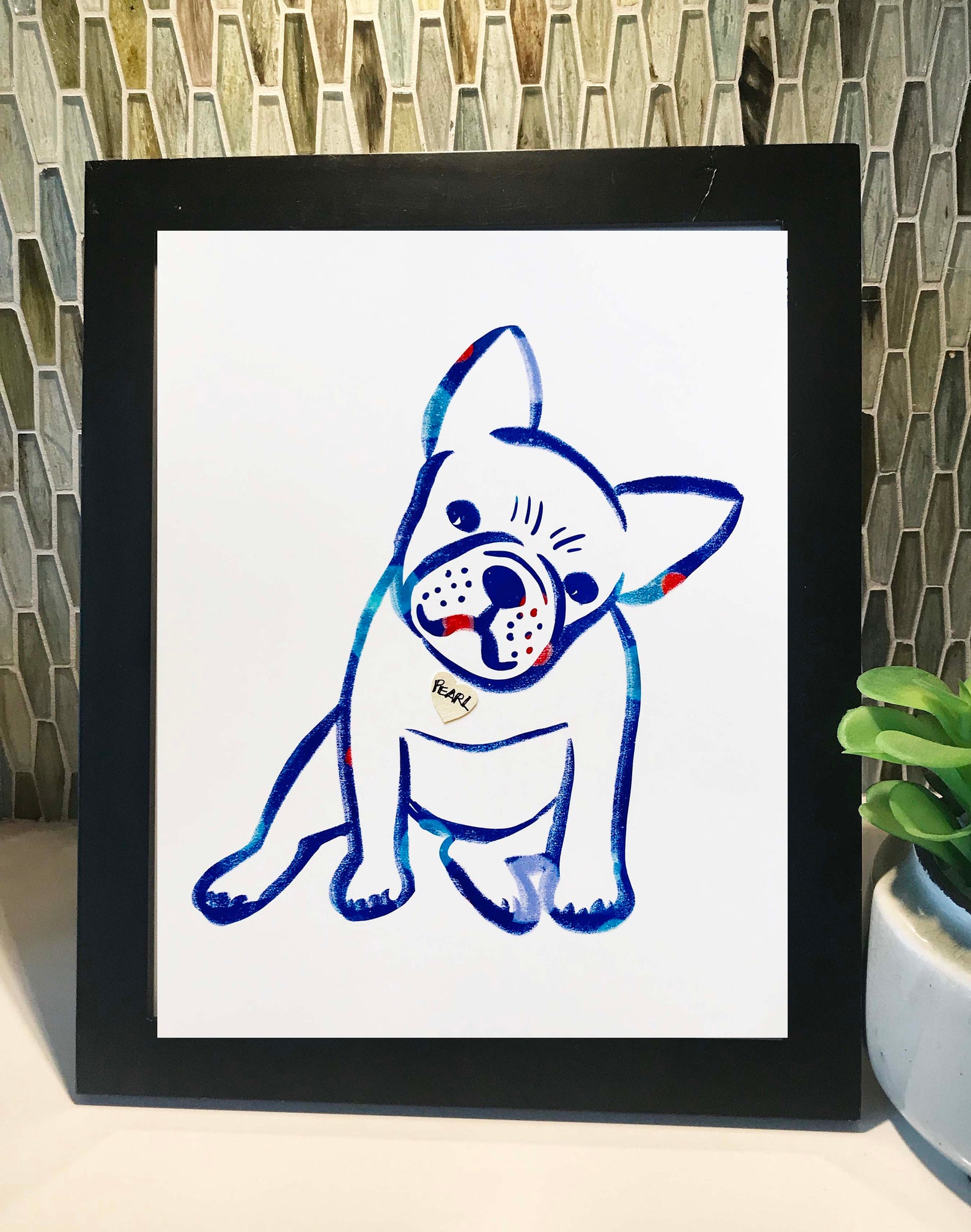 Personalized Pet Portrait, Custom French Bulldog Print, Frenchie Art ...