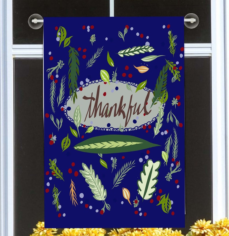 Thankful Garden House Flag Inspiring Art Gratitude Gift | Etsy