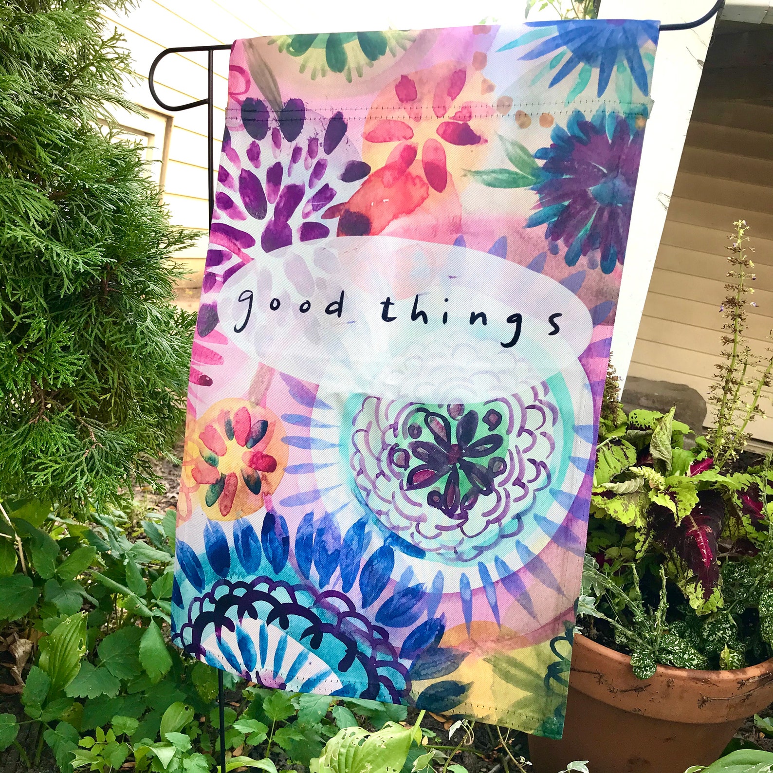 Garden Flag Good Things Front Yard Decor Inspiring Outdoor - Etsy