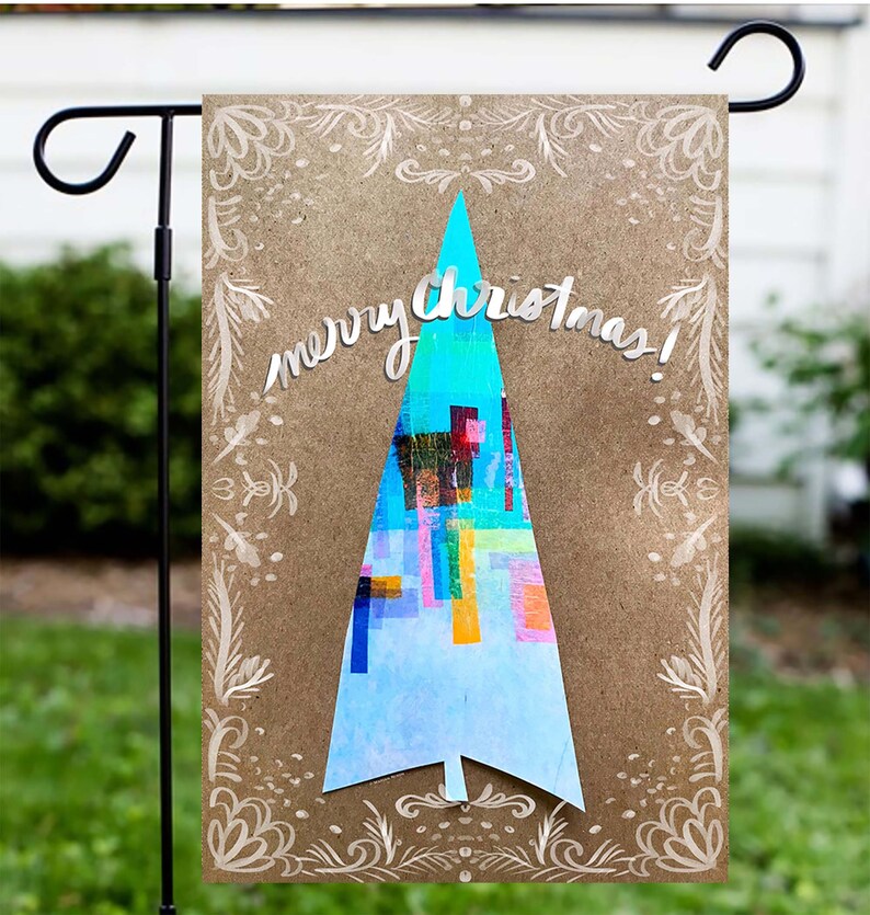 Merry Christmas Yard Flag Xmas Art Gardener T Outdoor Etsy