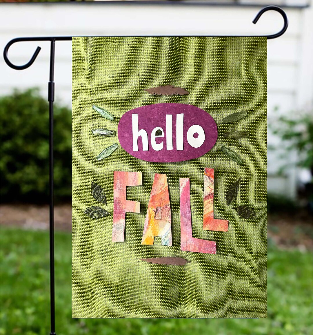 Hello Fall Yard Flag, Autumn Garden Art, Outdoor Decor, House Porch ...