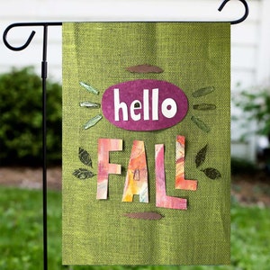 Hello Fall Yard Flag, Autumn Garden Art, Outdoor Decor, House Porch ...