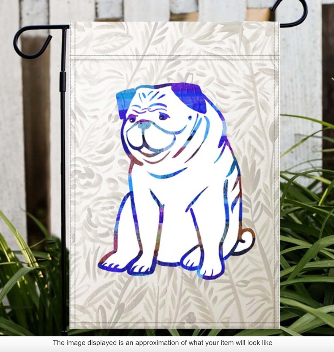 Pug Garden or House Flag, Dog Yard Sign, Outdoor Decor, Garden ...