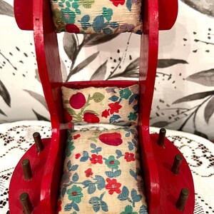 Vintage Red Wooden Small Rocking Chair Pin Cushion and Thread Holder - Etsy