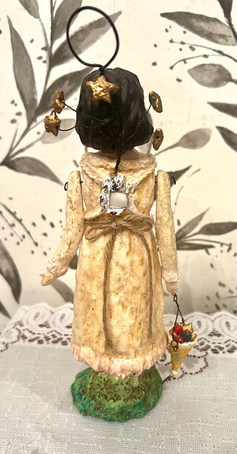 Vintage Outsider Art Figurine, Rustic With Halo Stars and Butterfly ...
